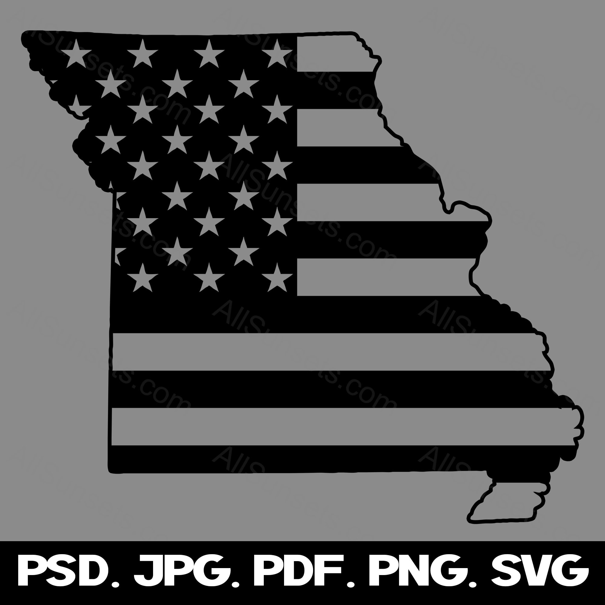 Missouri State Shape American Flag Svg Png Jpg Psd Pdf File - Etsy