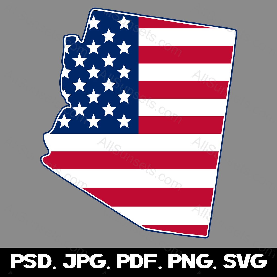 Arizona State Shape American Flag Svg Png Jpg Pdf Psd File - Etsy