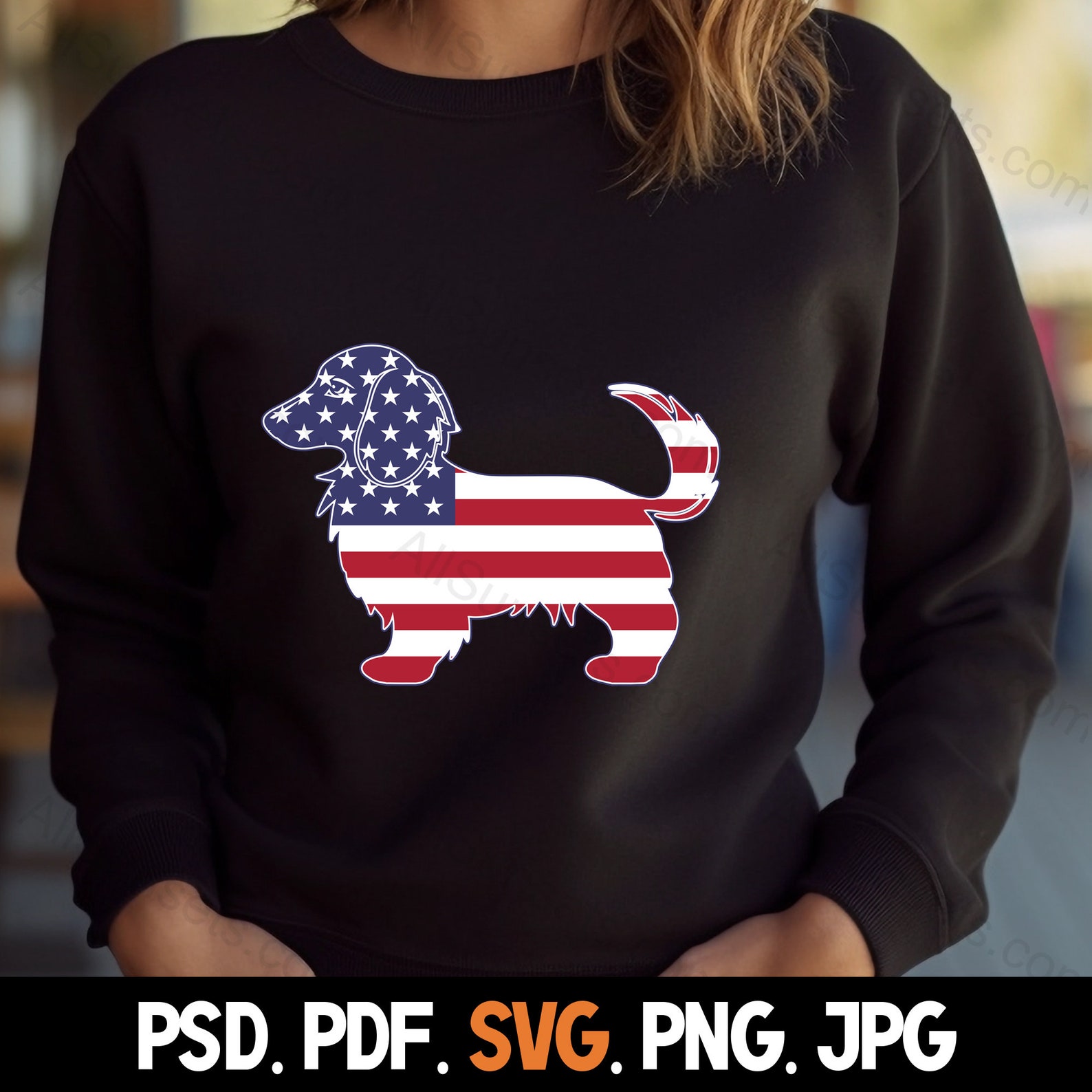 Long Hair Dachshund Dog Shaped American Flag Svg Png Jpg Pdf Psd File ...