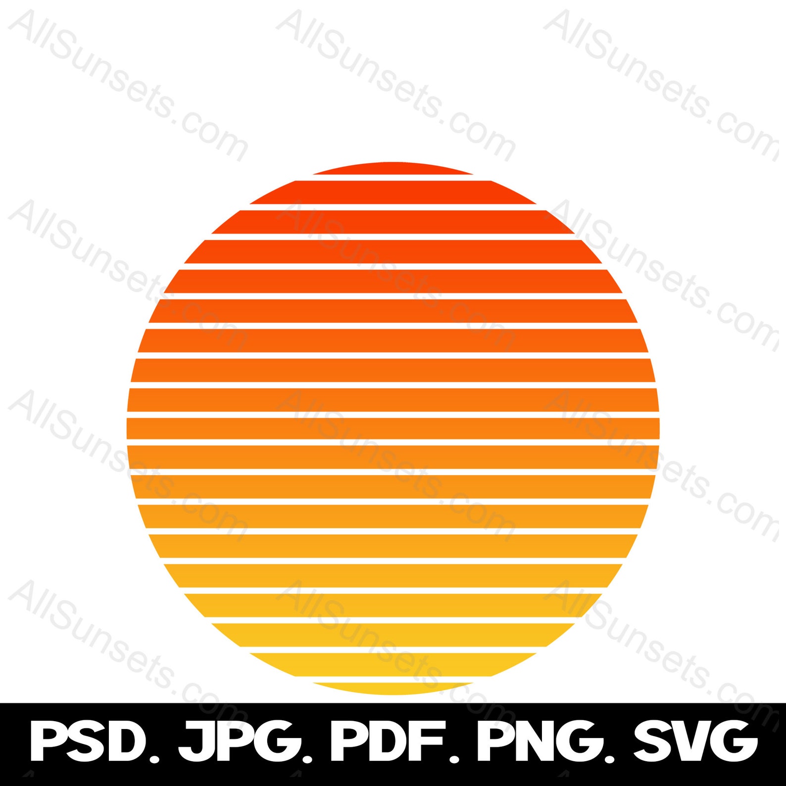 Retro Vintage Sunset PNG Clip Art Sun Color Gradient Palette Instant ...