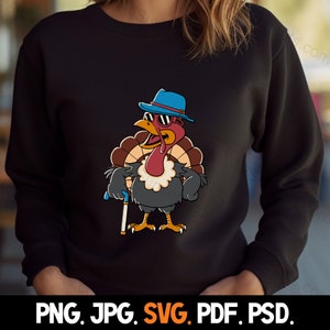 Turkey Cool Character Svg Png Pdf Psd Jpg File Types Funny Thanksgiving ...