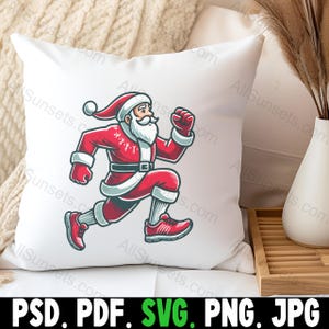 Santa Running Clipart Svg Png Jpg Pdf Psd File Types Christmas Holiday ...
