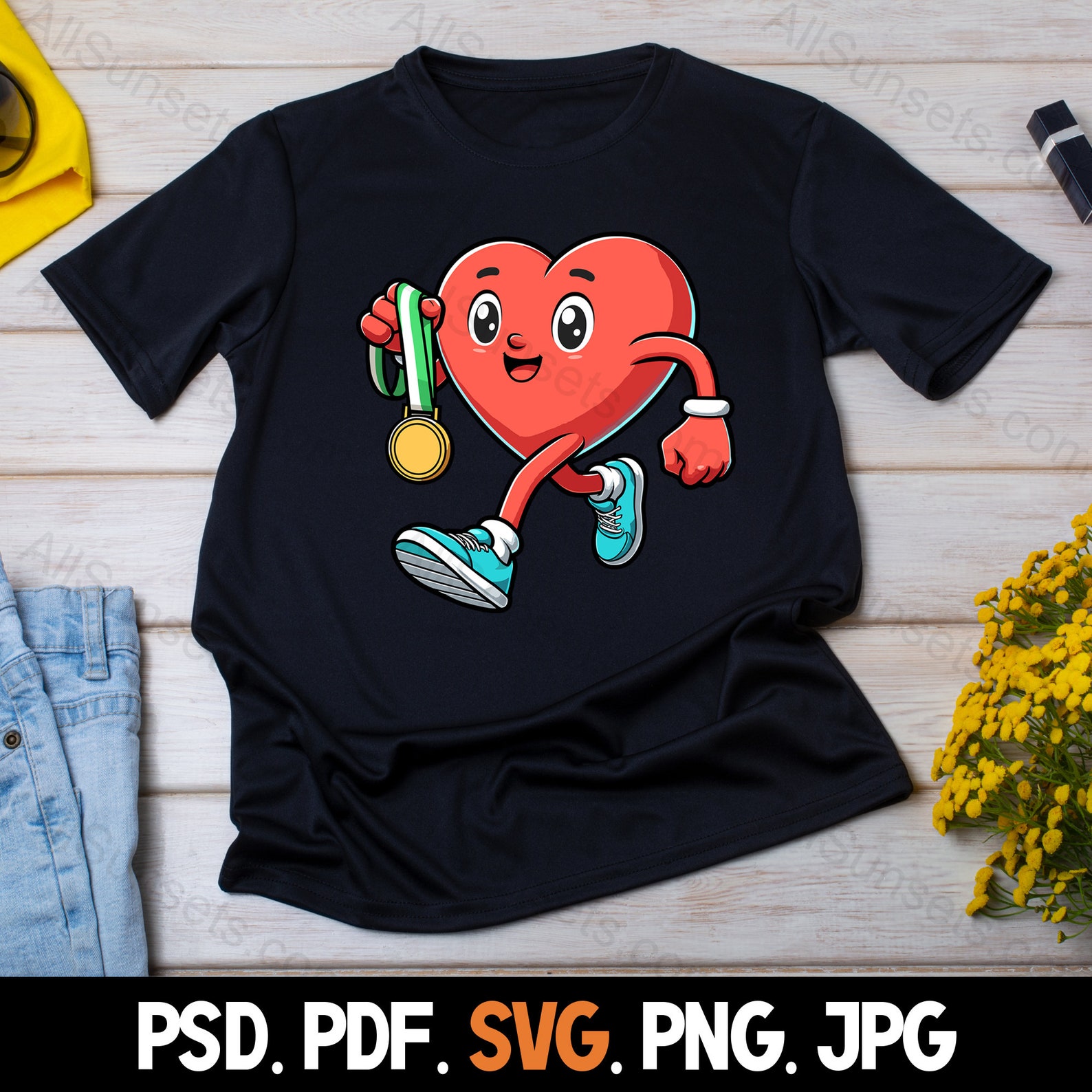 Heart Jogging Svg Png Pdf Psd Jpg File Types Valentines Day or Healthy ...