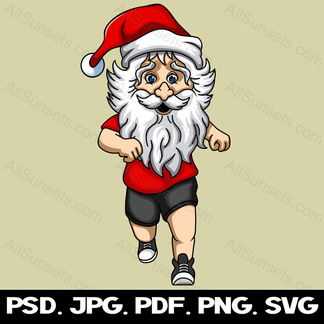 Santa Claus Jogging Svg Png Pdf Psd Jpg File Types Christmas - Etsy