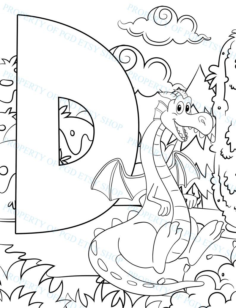 Dragons Alphabet Coloring Book for Toddlers A-Z Adorable Fire - Etsy