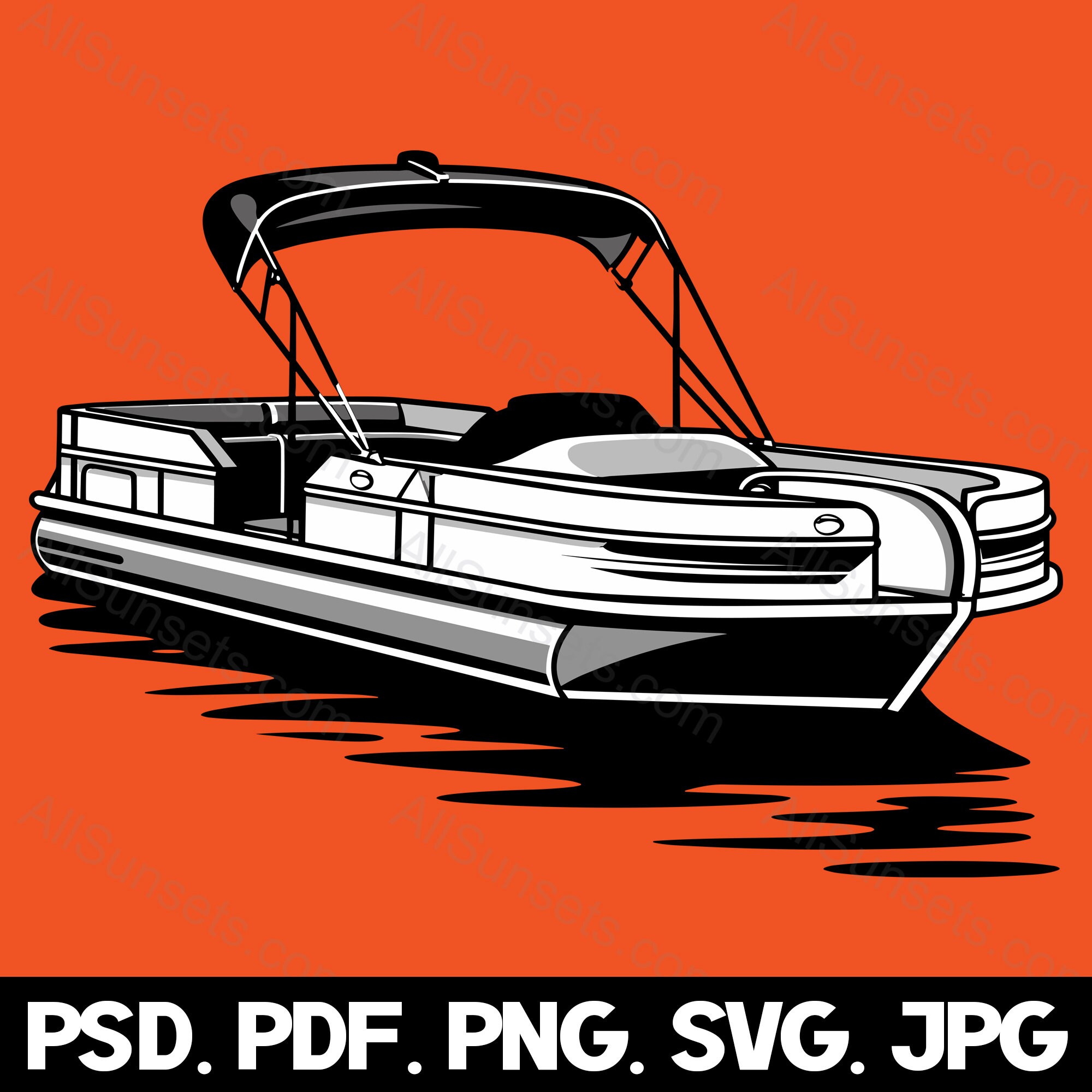 Pontoon Boat Svg Png Jpg Pdf Psd File Types Monochrome Silhouette ...