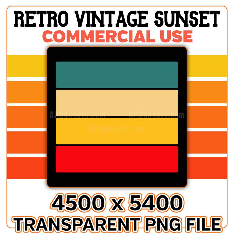 Retro Square Sunset Svg Png Jpg Pdf Psd File Types Clipart - Etsy