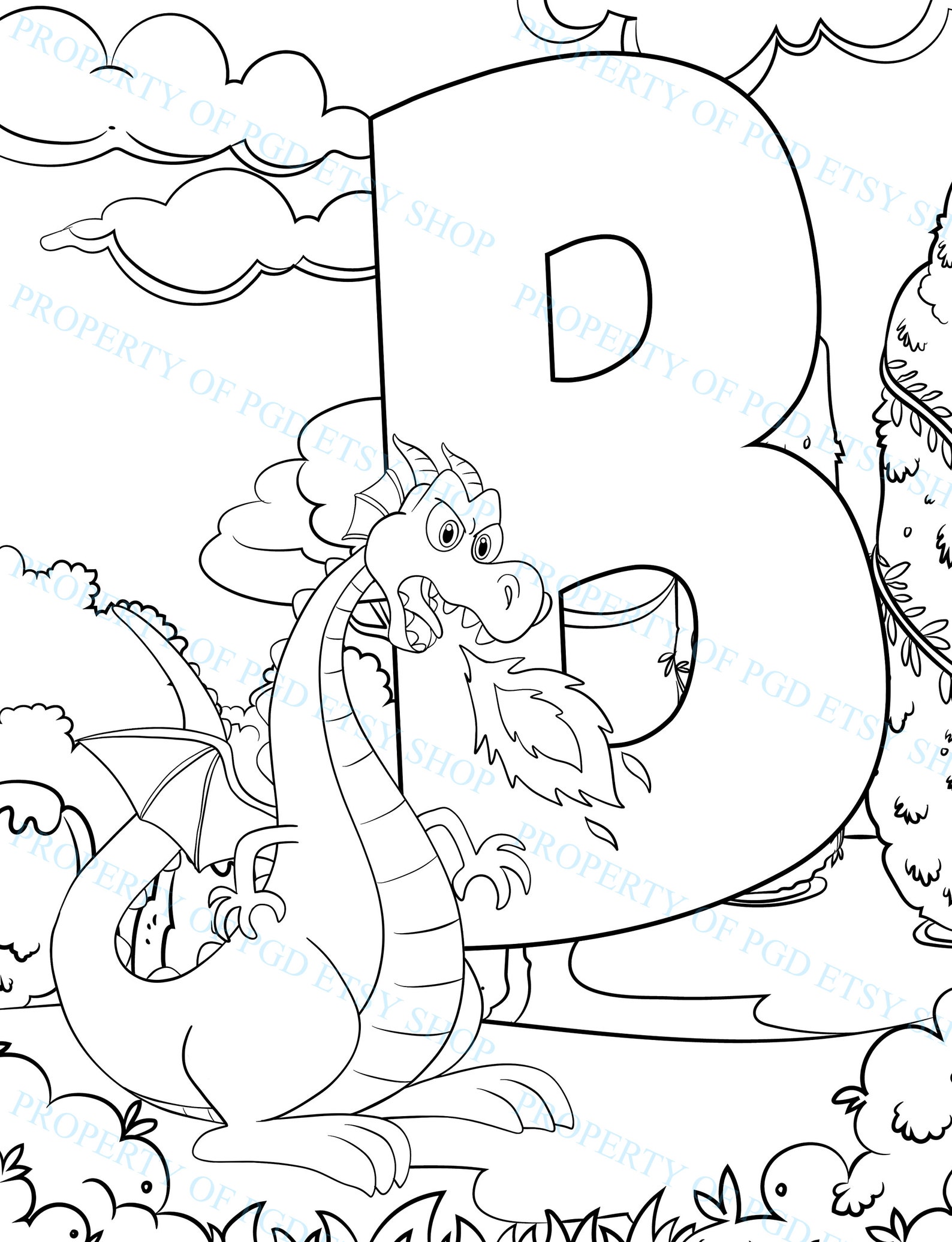 Dragons Alphabet Coloring Book for Toddlers A-Z Adorable Fire | Etsy