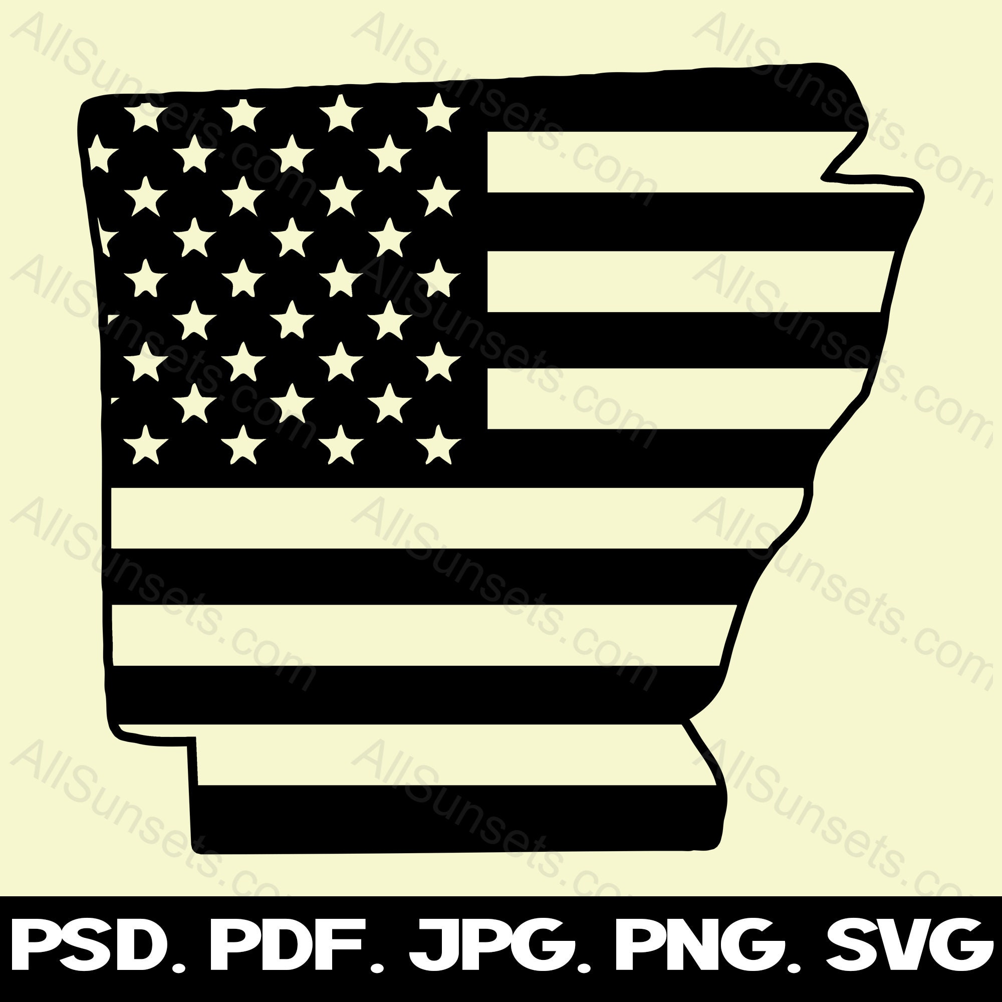 Arkansas State Shape American Flag Svg Png Jpg Pdf Psd File - Etsy