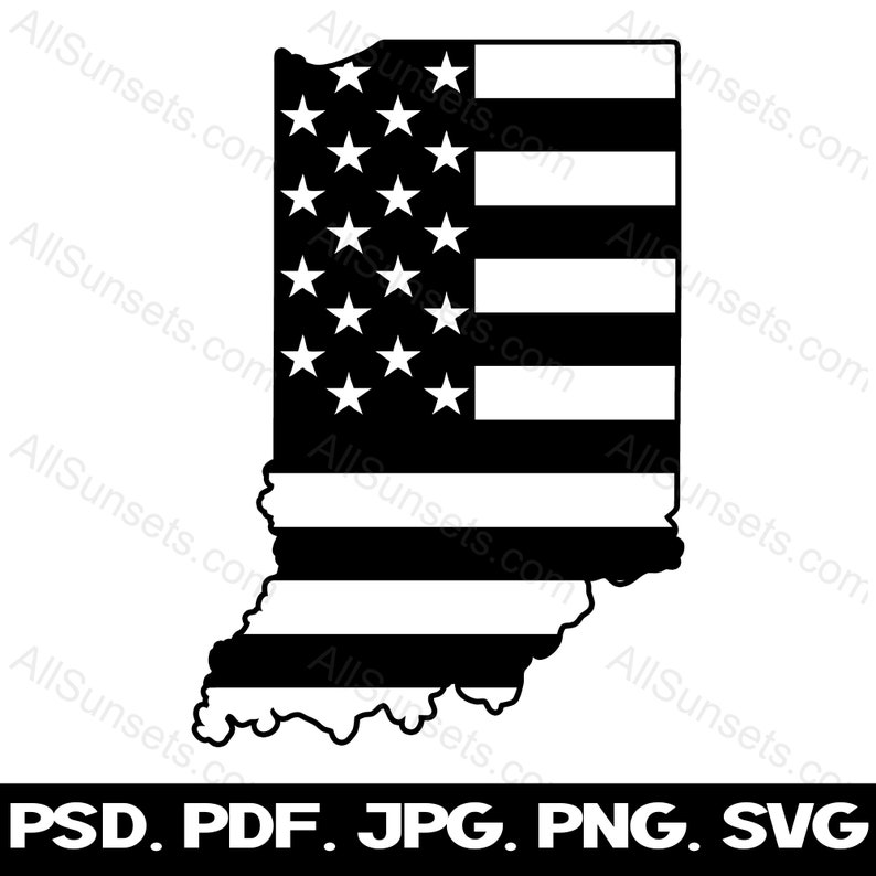 Indiana State Shape American Flag Svg Png Jpg Pdf Psd File - Etsy