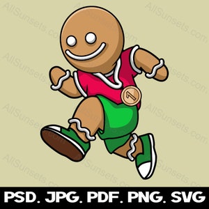 Gingerbread Man Running Svg Png Pdf Psd Jpg File Types Christmas ...