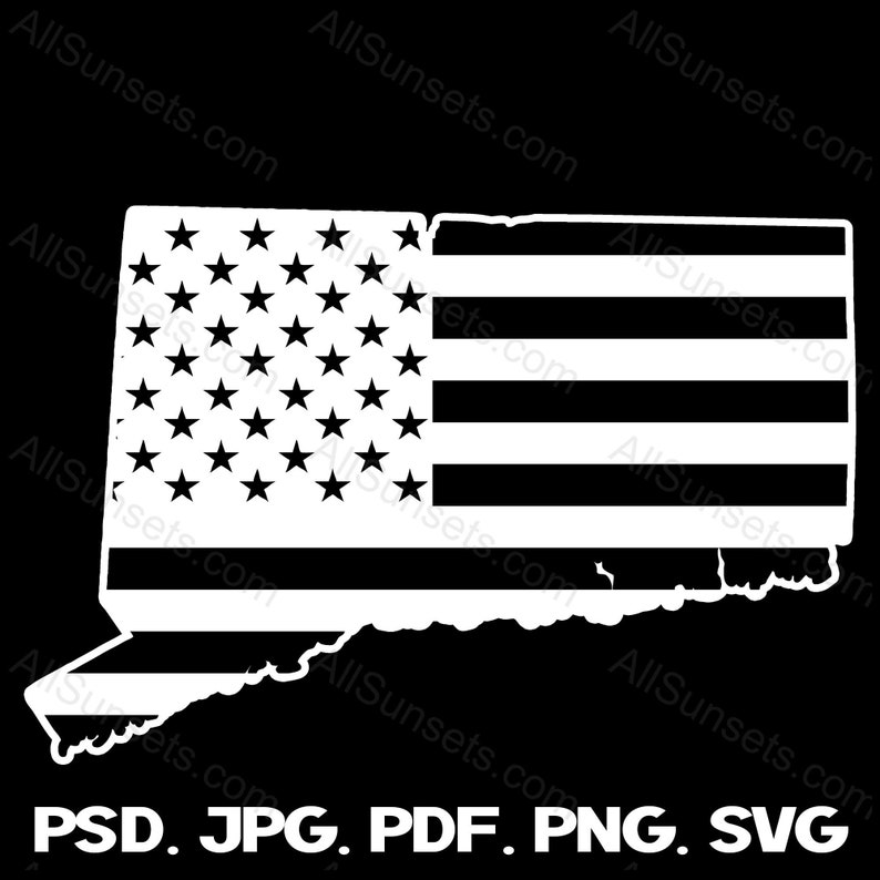 Connecticut State Shape American Flag PNG SVG Patriotic Clipart USA ...