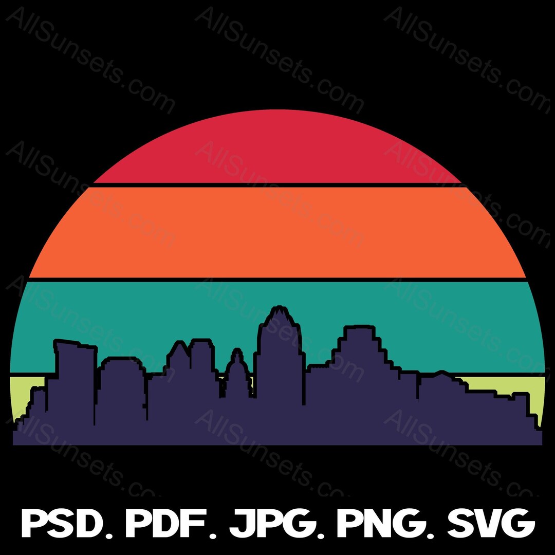 Austin Texas Retro Sunset Svg Png Jpg Psd Pdf File Types Cityscape ...