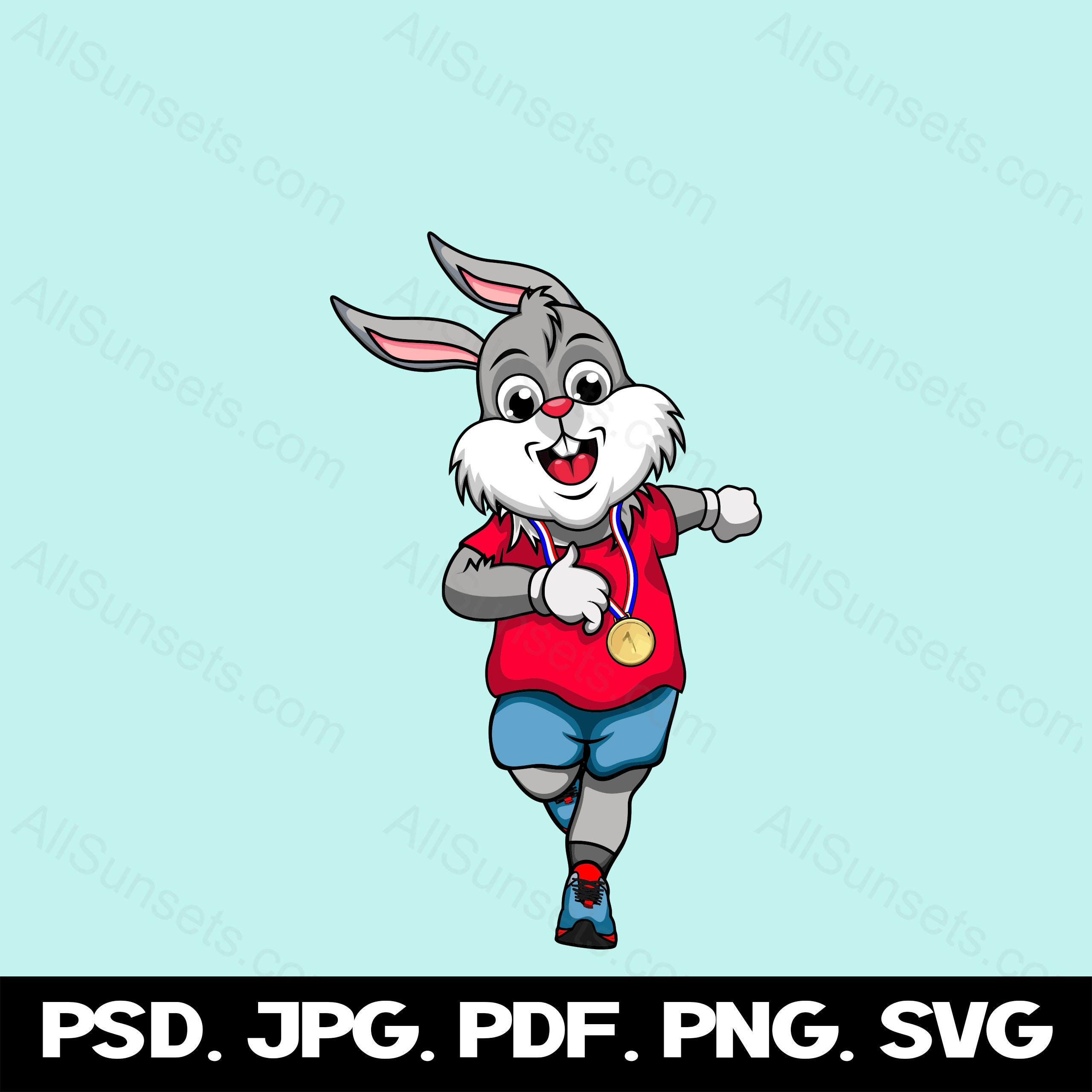 Bunny Rabbit Running Svg Png Pdf Psd Jpg File Types 5k 10k - Etsy
