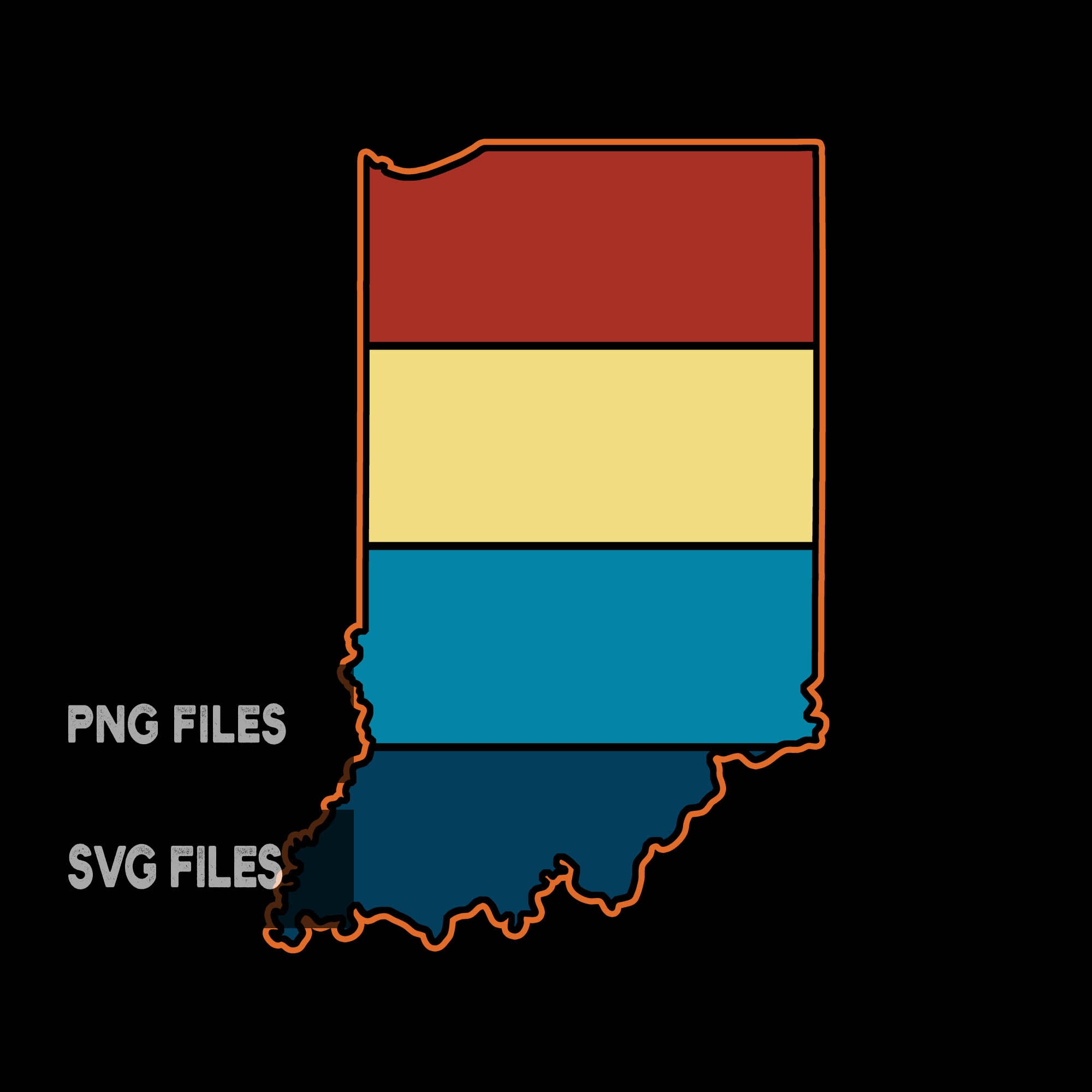 Indiana State Retro Sunset PNG SVG Cut File Clipart 5 Colors | Etsy