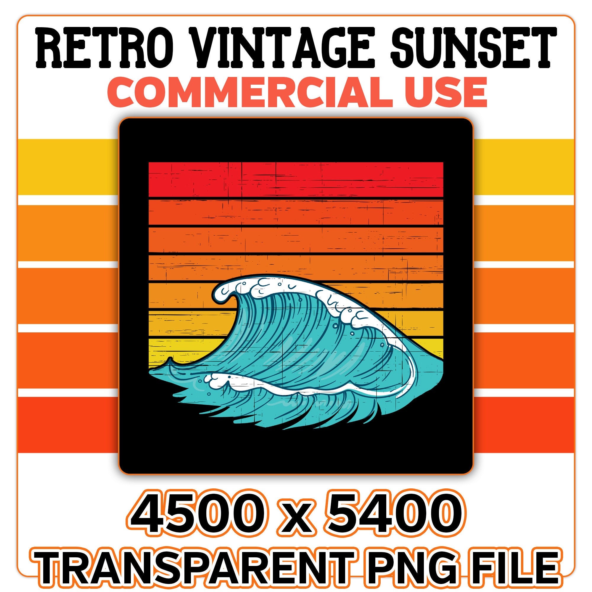 Retro Vintage Sunset Ocean Waves Svg Png Jpg Pdf Psd File - Etsy