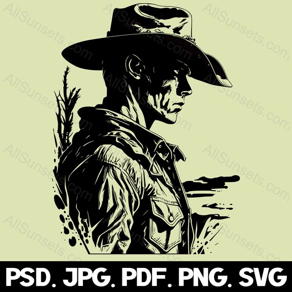 Antique Orange Sign Gunfighter Silhouette