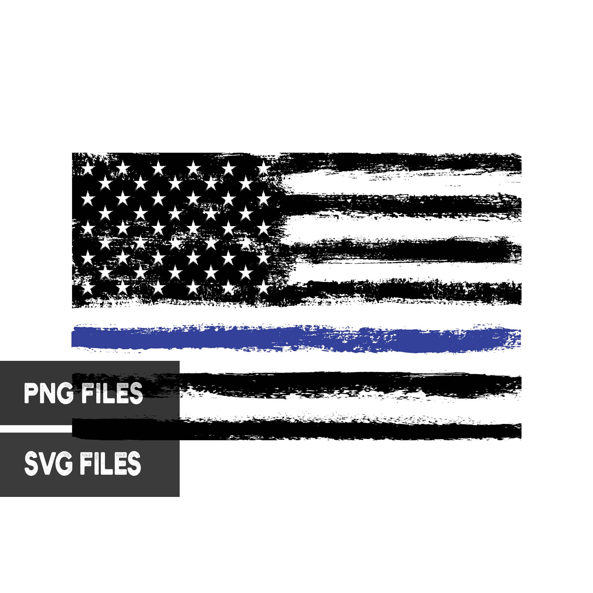Thin Blue Line American Flag PNG and SVG Cut Files Police - Etsy