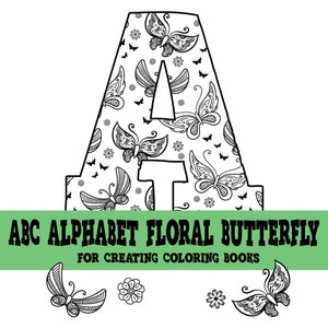 KDP Alphabet Floral Butterflies Coloring Pages Sheets PDF ABC Letters ...