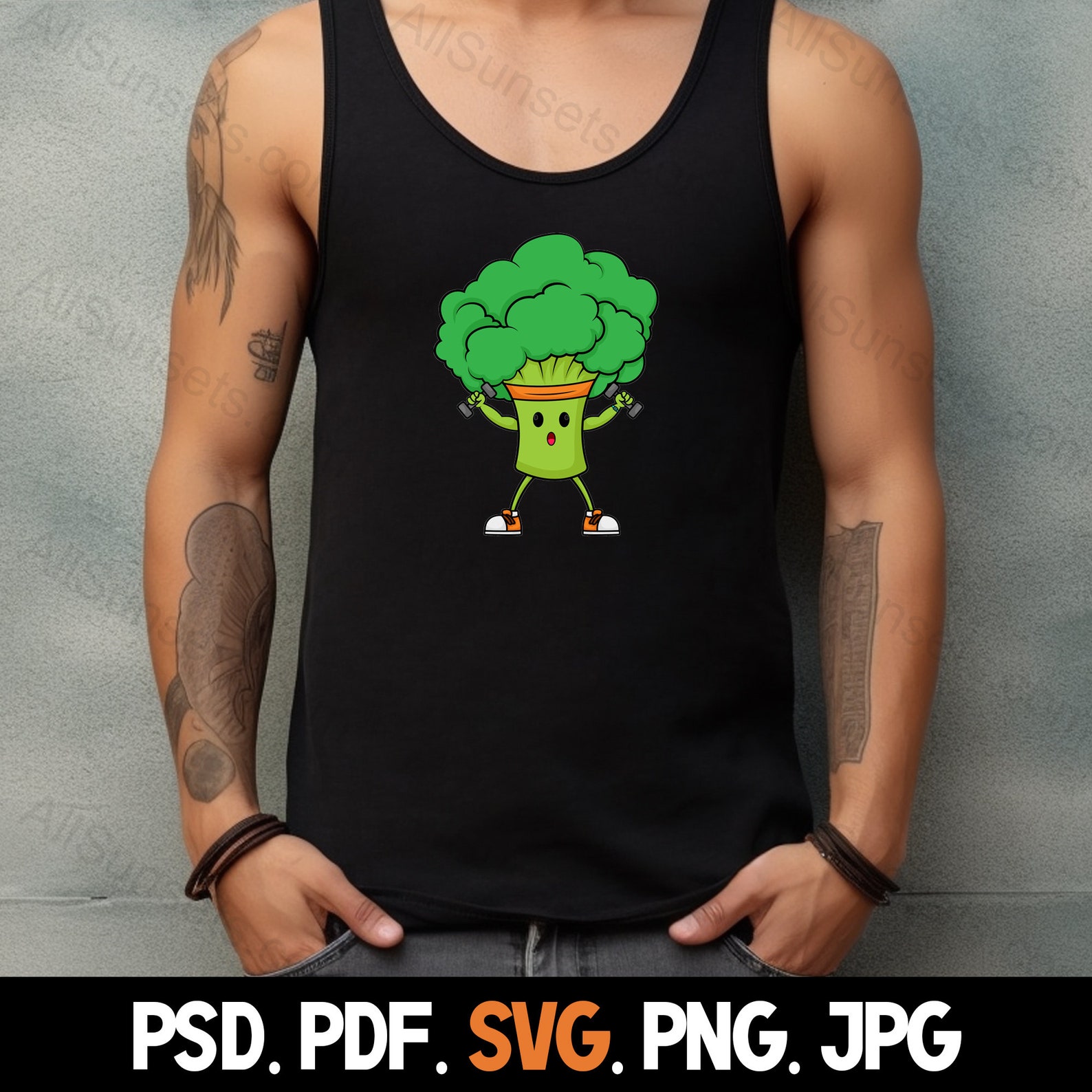 Broccoli Exercise Fitness Svg Png Pdf Psd Jpg File Types Clipart ...