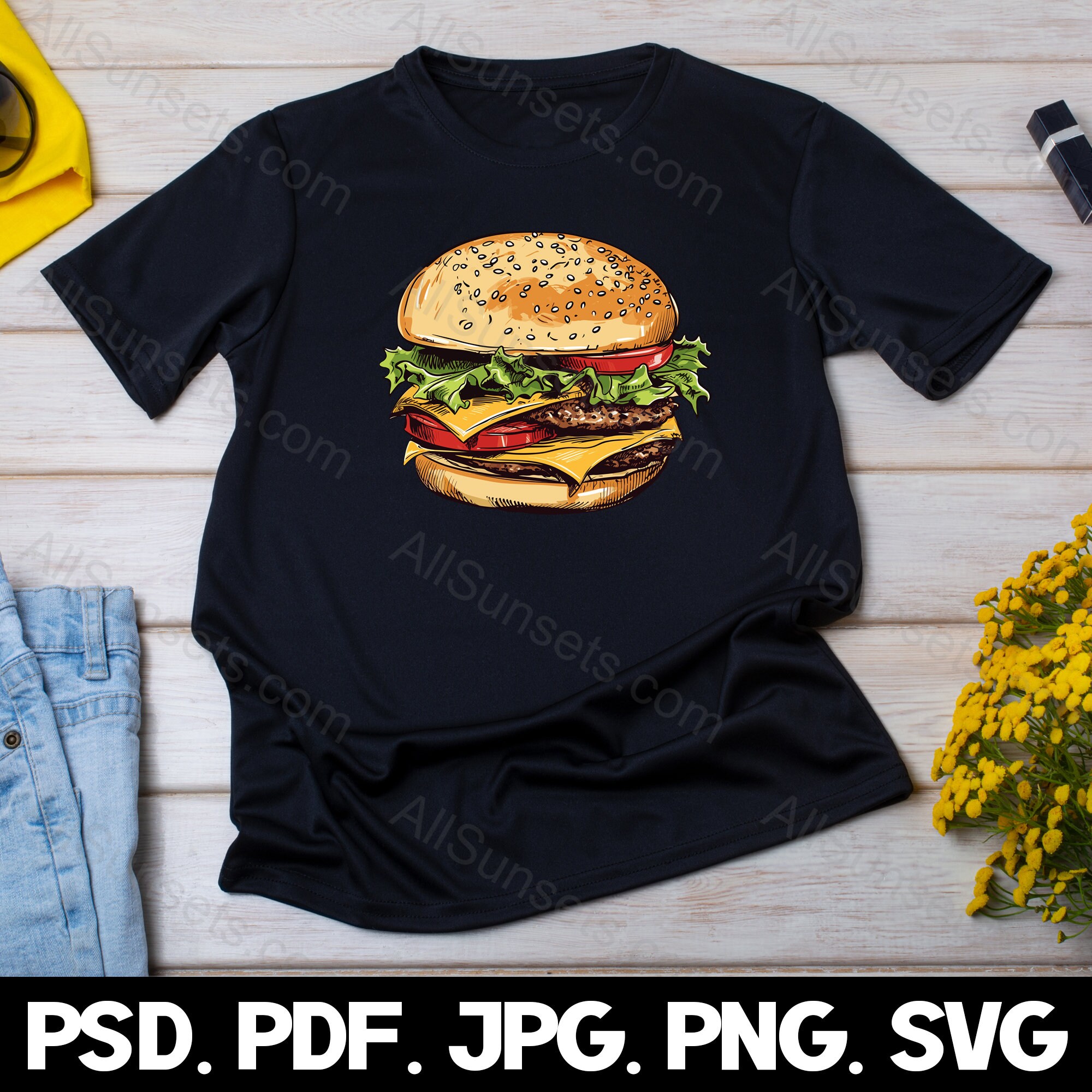Cheeseburger Food Logo Svg Png Psd Jpg Pdf File Types Full - Etsy