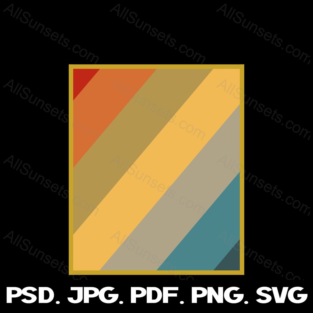 Retro Colored Diagonal Stripes Frame Svg Png Jpg Psd Pdf File Types ...