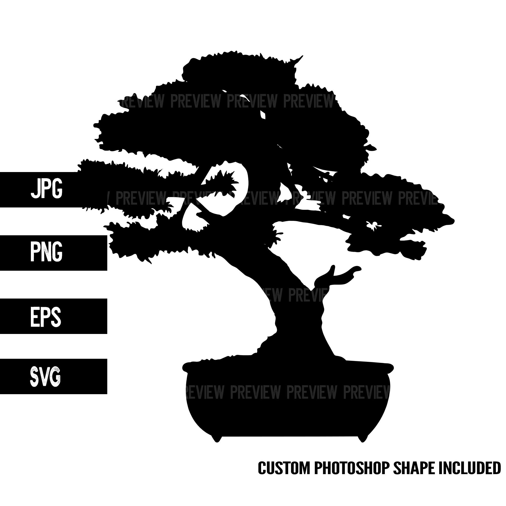 Bonsai Tree Silhouette Png Jpg Eps Svg Pdf Psd Files - Etsy