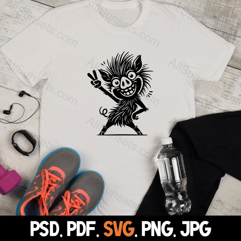Pig Cute Crazy Peace Sign Silhouette Svg Png Jpg Psd Pdf Vector File ...