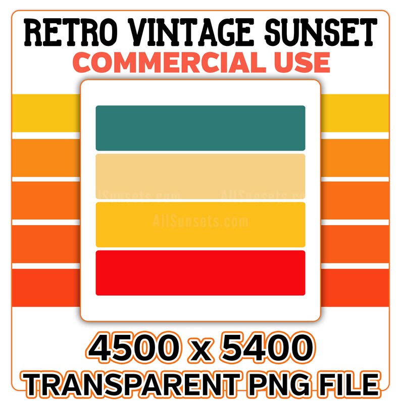 Retro Square Sunset Svg Png Jpg Pdf Psd File Types Clipart Teal Tan ...