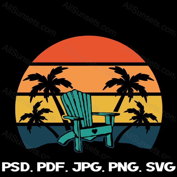Beach Chair Sunset Silhouette