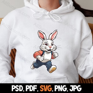 Cute Bunny Rabbit Jogging Character Svg Png Pdf Psd Jpg File Types ...