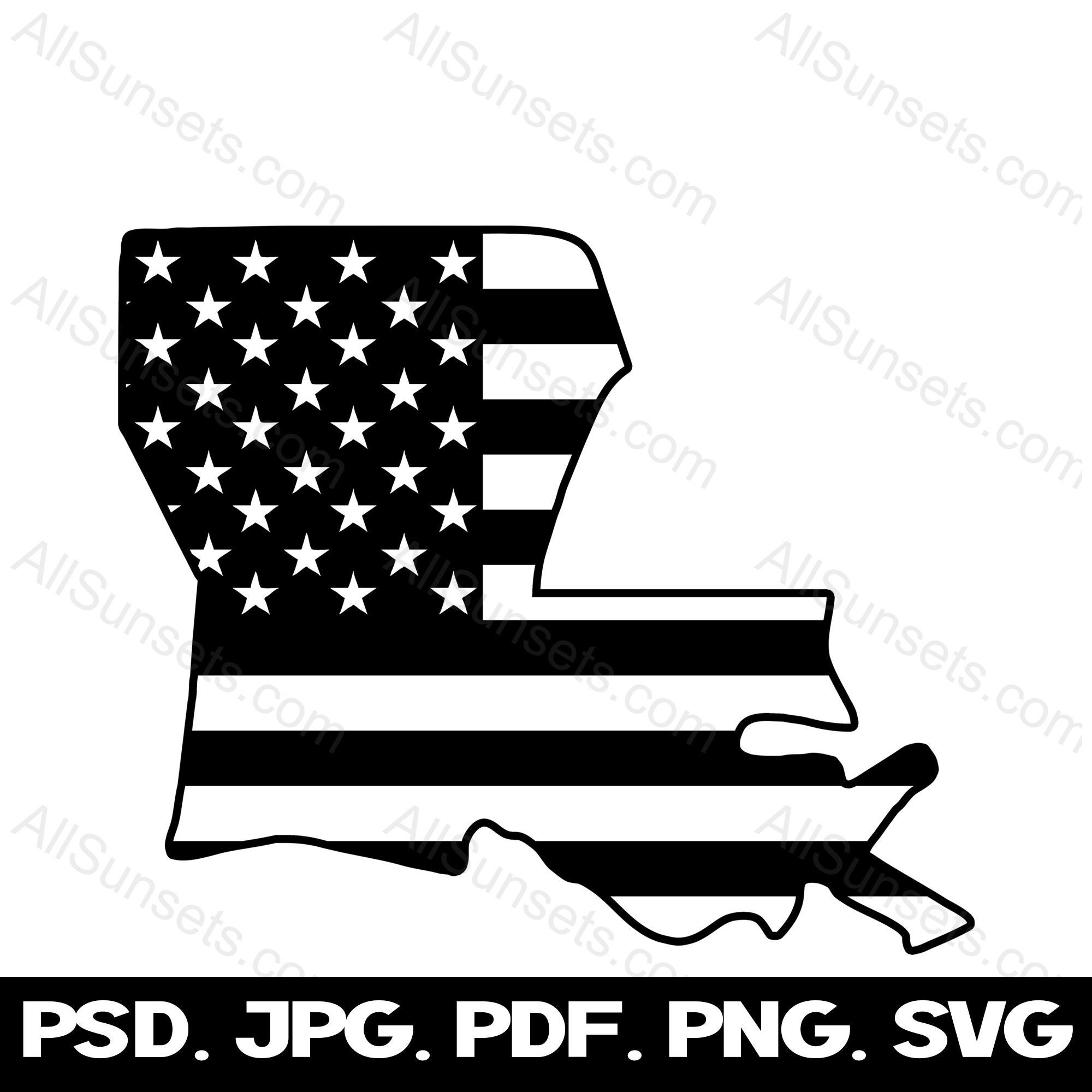Louisiana State Shape American Flag Svg Png Jpg Psd Pdf File - Etsy