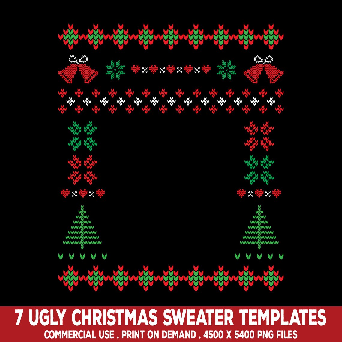 Ugly Christmas Sweater Clipart - 7 Tacky Xmas Templates - Package #3 ...