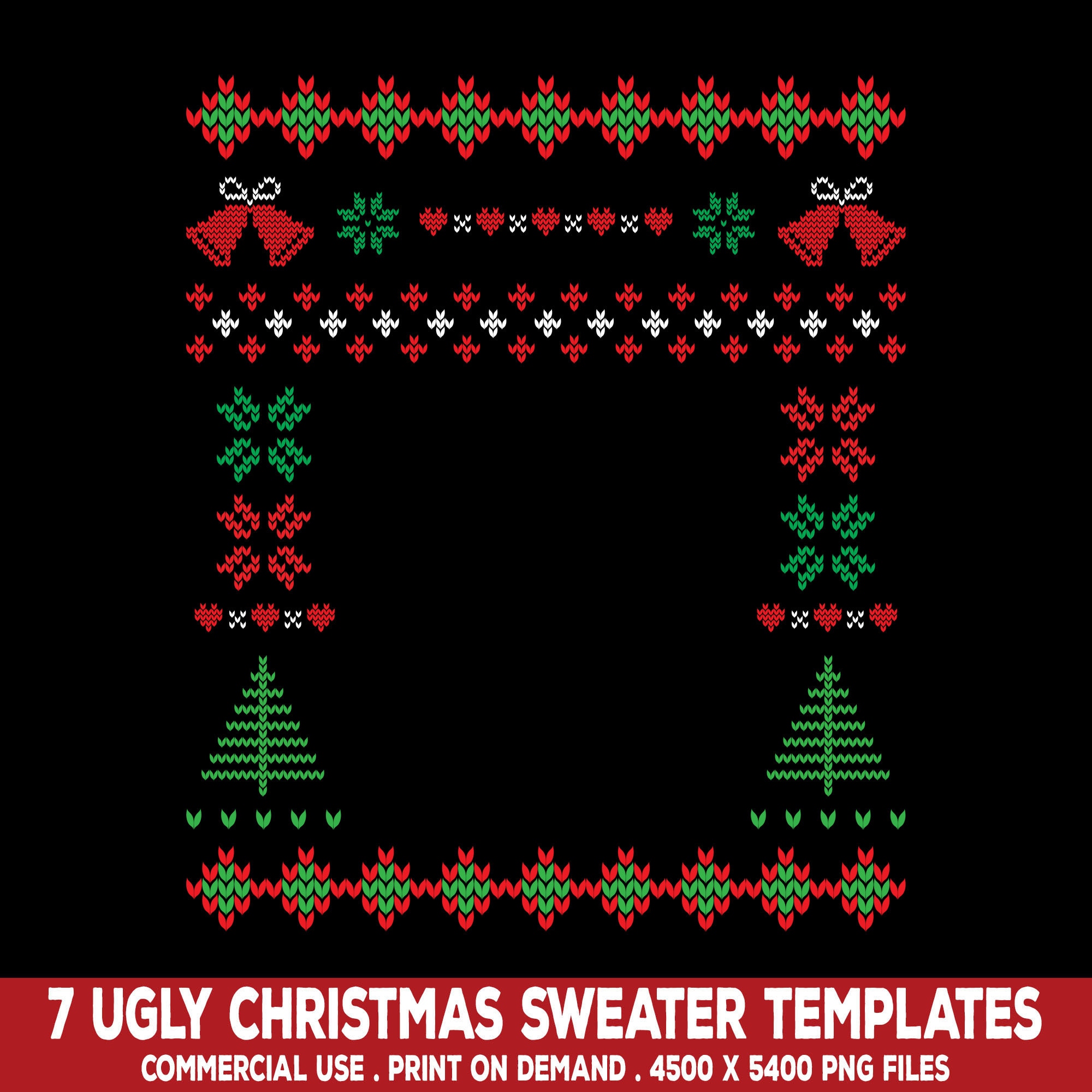 Ugly Christmas Sweater Clipart 7 Tacky Xmas Templates - Etsy