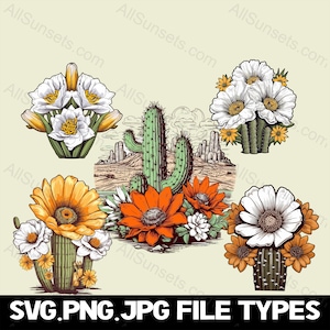Arizona State Flower Pretty Saguaro Cactus Blossom Graphics Bundle ...
