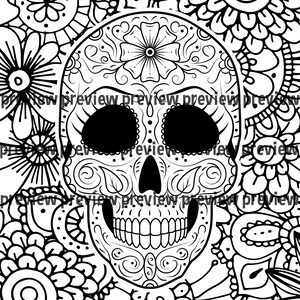 Sugar Skulls Adult Coloring Pages 3 Pack 1 Mexican Day of the Dead Dia ...