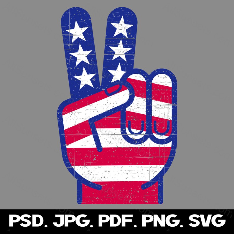 American Flag Peace Hand Sign PNG Design File Patriotic - Etsy