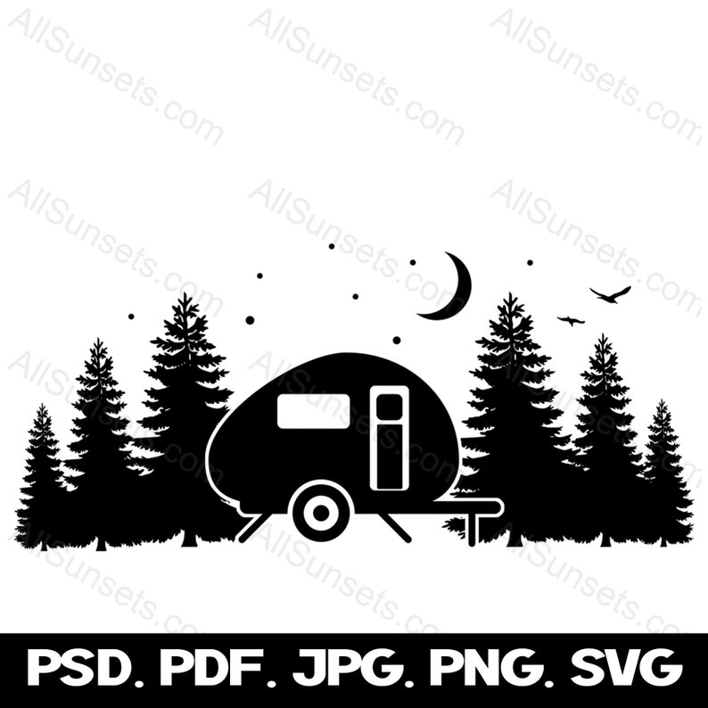 Camper Trees Scenes Svg Png Jpg Psd Pdf File Types Bundle 5 - Etsy