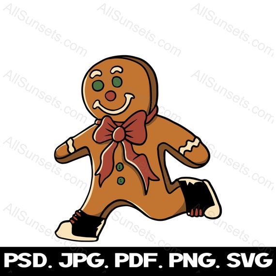 Gingerbread Man Running Clip Art