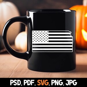 Kansas State Shape American Flag PNG SVG Pdf Psd Jpg Patriotic Clipart ...