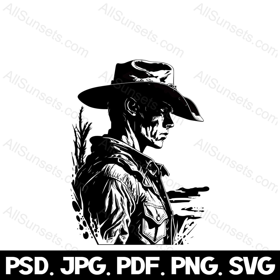 Cowboy Silhouette Svg Png Svg Jpg Psd File Types Wild West Gunslinger ...