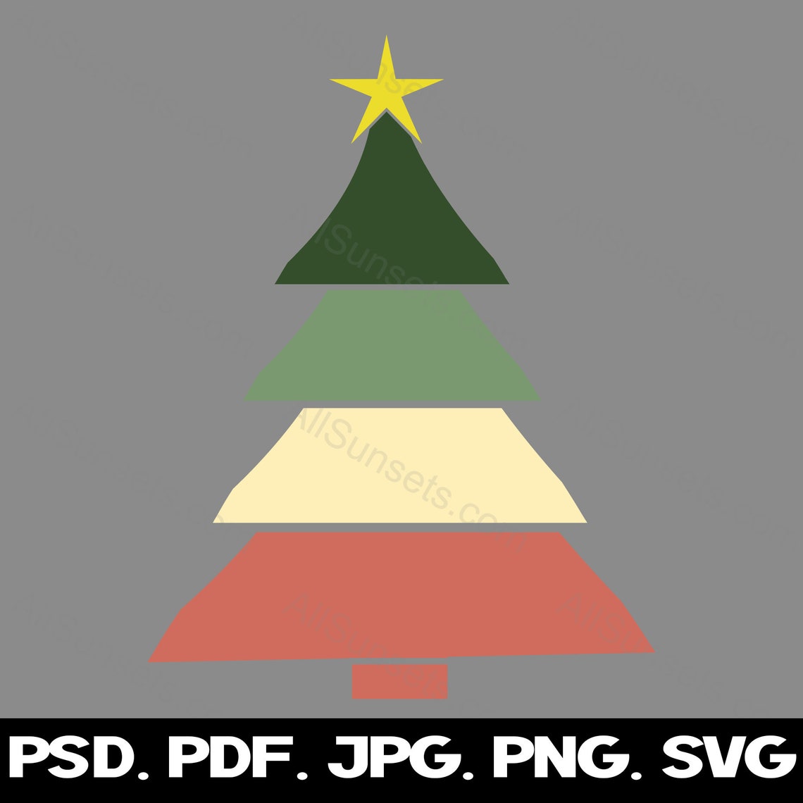 Christmas Tree With Star Svg Png Jpg Pdf Psd File Types Retro - Etsy