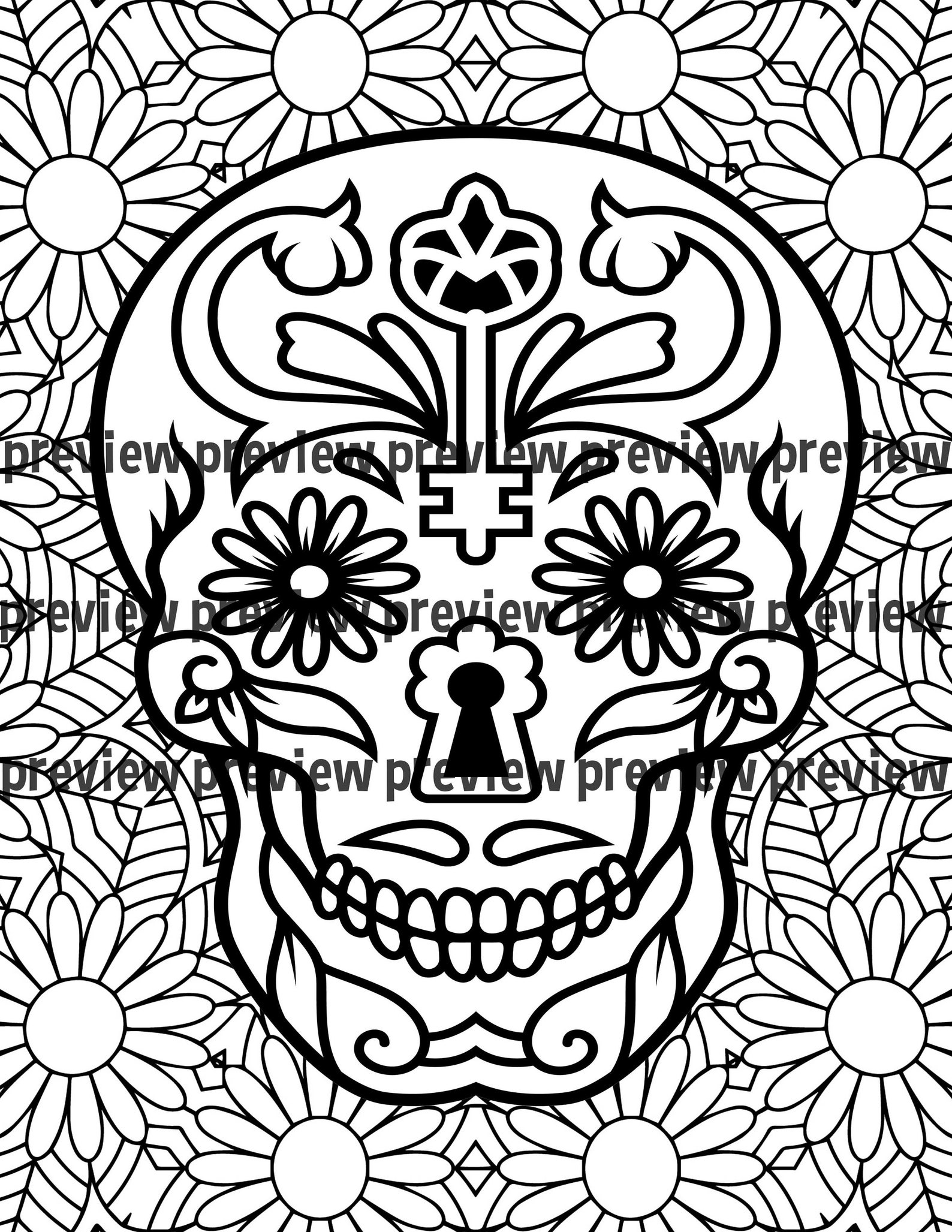 Sugar Skulls Adult Coloring Pages 3 Pack 3 Mexican Dia De Los | Etsy