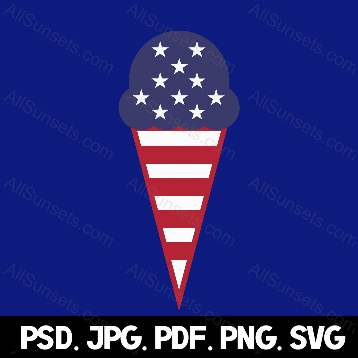 Patriotic Ice Cream US American Flag Svg Png Psd Pdf Jpg - Etsy