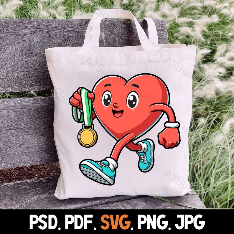 Heart Jogging Svg Png Pdf Psd Jpg File Types Valentines Day or Healthy ...