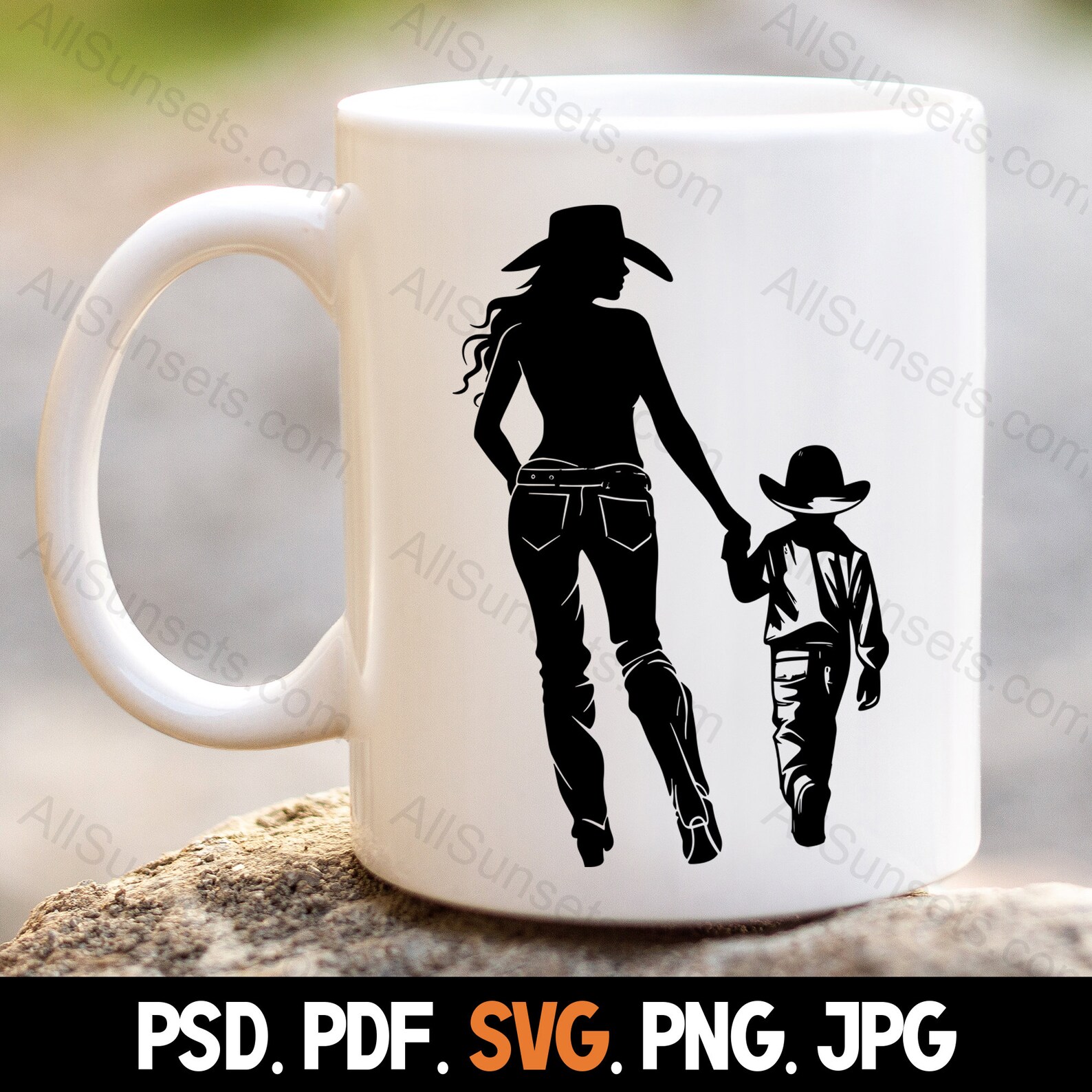 Cowgirl Mother and Cowboy Son Svg Png Svg Jpg Psd File Types Rancher ...