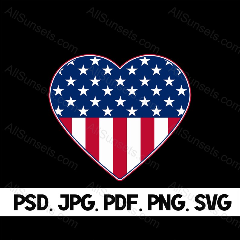 American Flag Heart SVG PNG Pdf Psd Jpg Files Patriotic USA - Etsy
