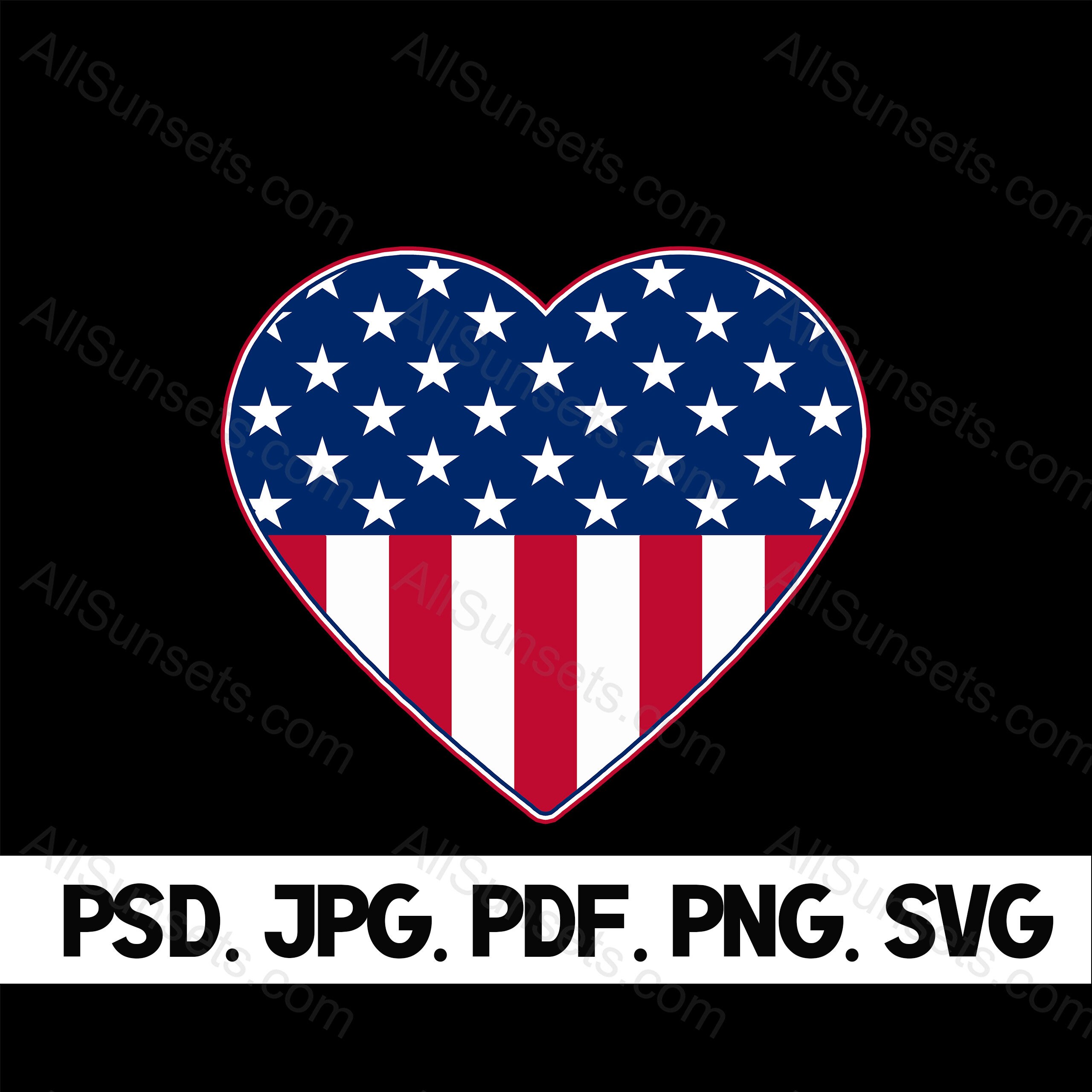 American Flag Heart SVG PNG Pdf Psd Jpg Files Patriotic USA - Etsy