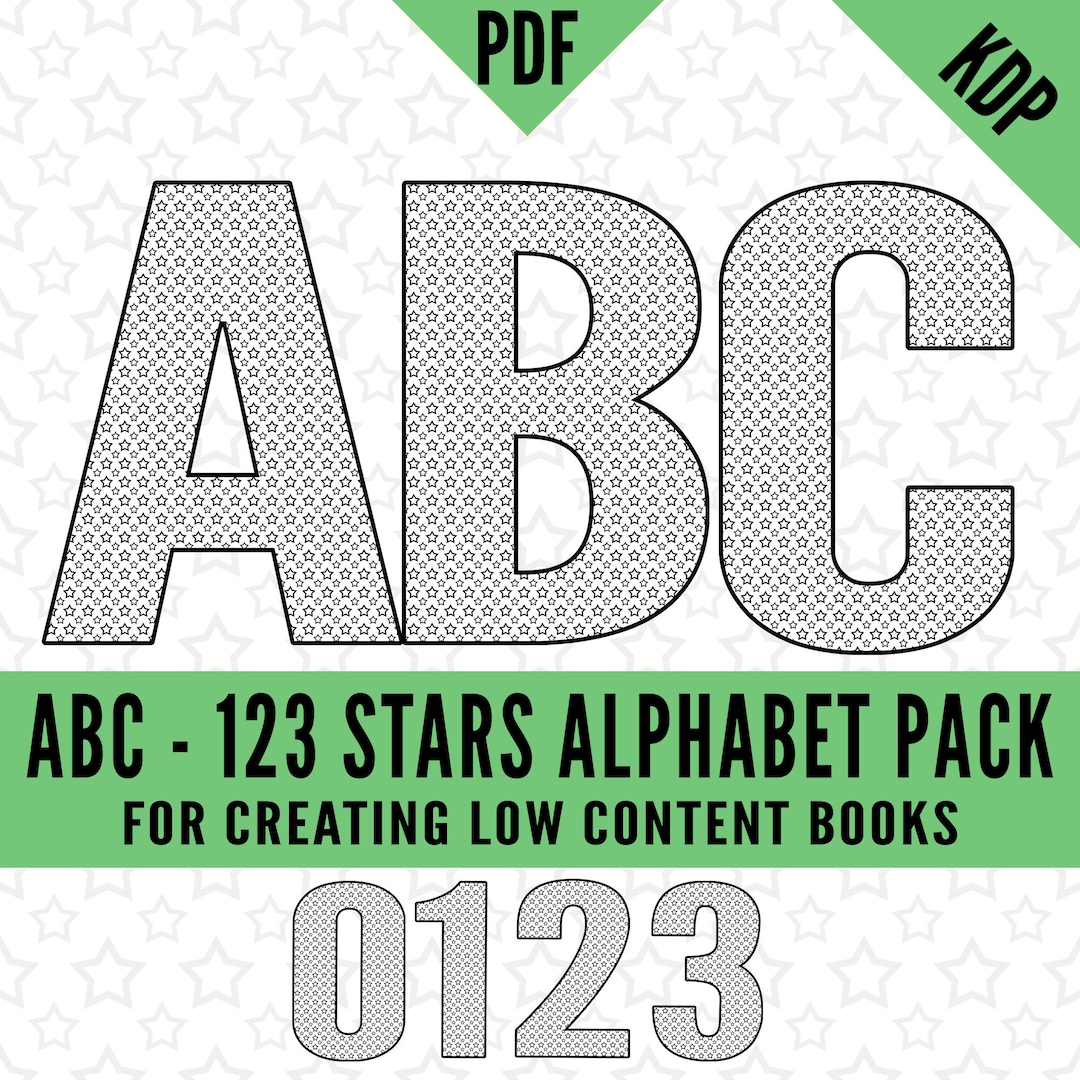 KDP Alphabet Stars Coloring Pages Sheets PDF ABC Letters Colouring ...