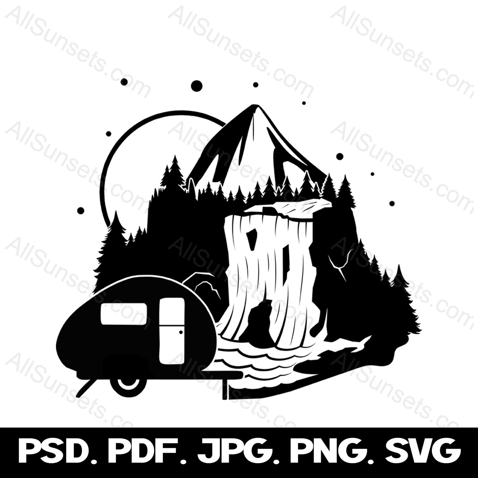 Camper Trees Scenes Svg Png Jpg Psd Pdf File Types Bundle 5 - Etsy